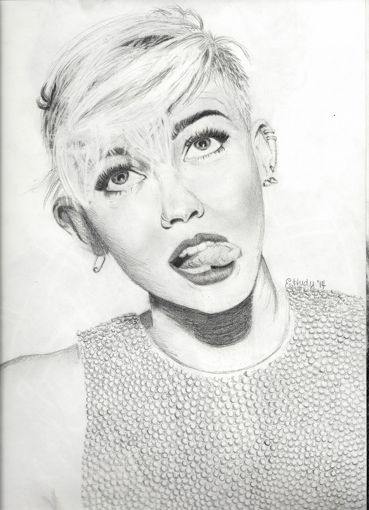 Miley Cyrus pencil on paper | Natural Hair Mag