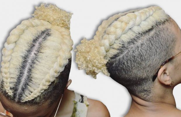 Two Braid Man Bun with Curls