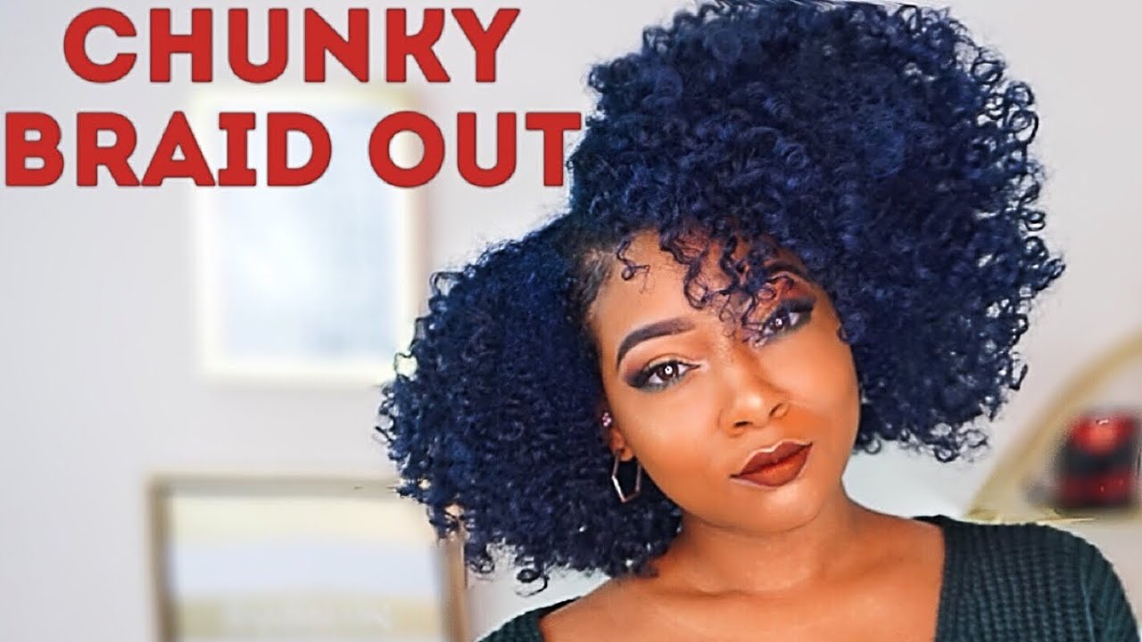 Quick Defined & Fluffy Chunky Braid Out Natural Hair | (Only 8 Braids ...