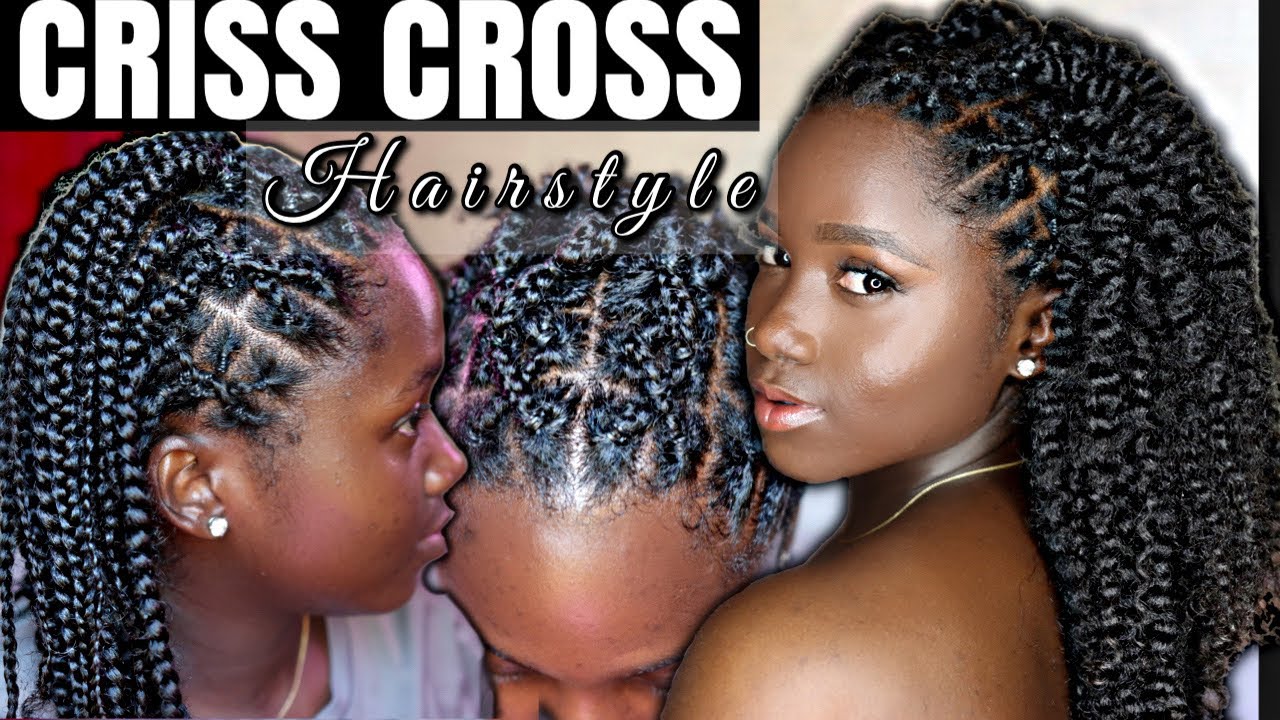 CRISS CROSS Rubberband Braid Hairstyle on my NATURAL HAIR|Protective ...