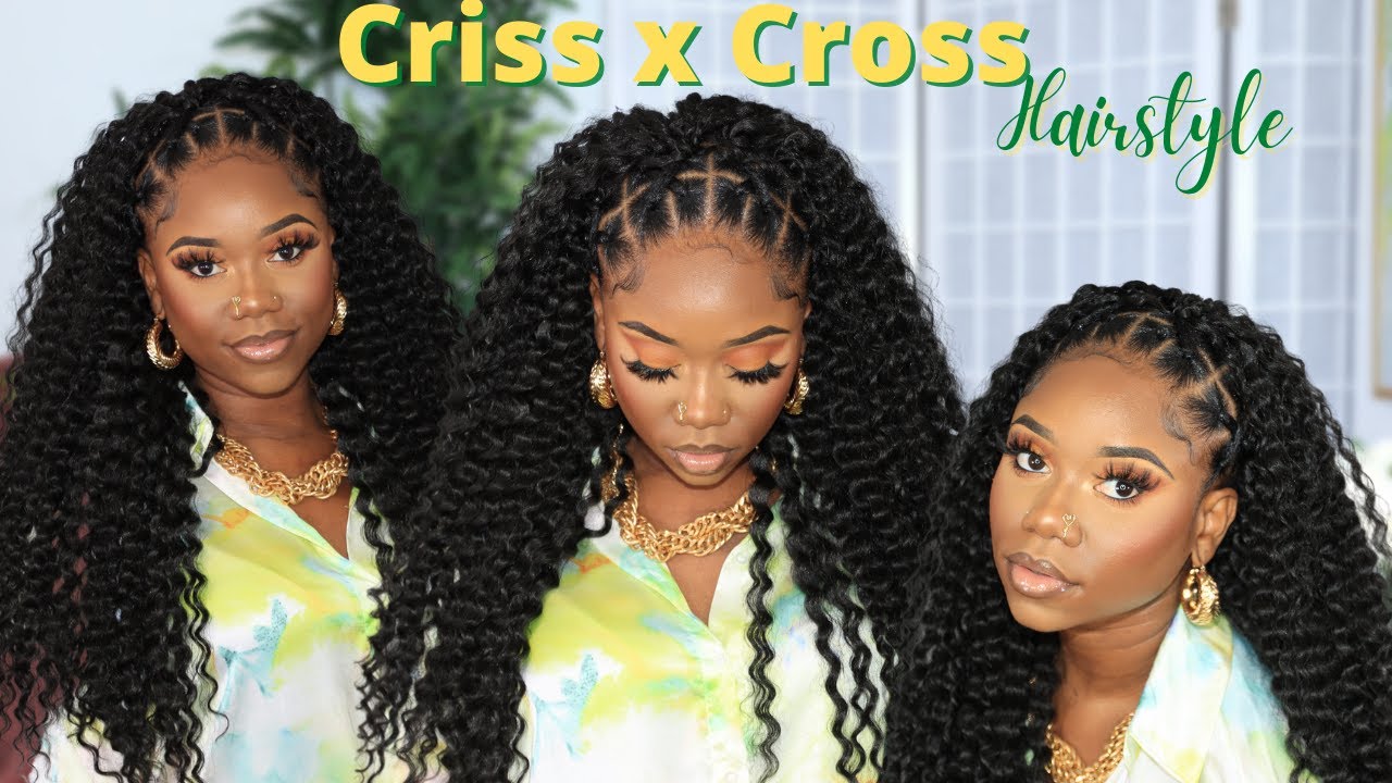 CRISS CROSS HAIRSTYLE WITH CURLY CROCHET HAIR (NO TANGLE) | PROTECTIVE ...