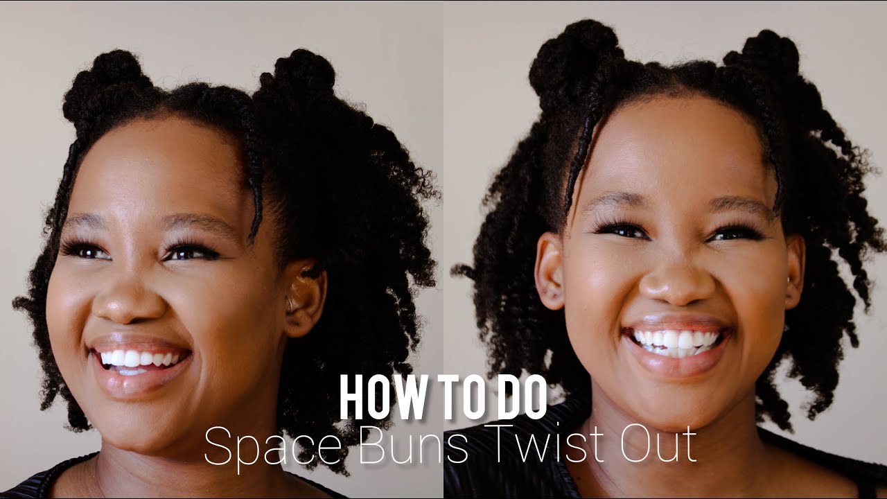 HOW TO DO CURLY/TWIST OUT SPACE BUNS | NATURAL HAIRSTLYE TUTORIAL ...